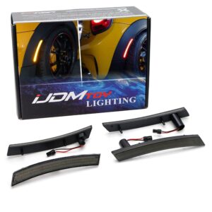 ijdmtoy smoked lens amber/red full led side marker light kit compatible with 2002-2008 gen1 mini cooper r50 r52 r53, powered by total 120-smd led, replace oem sidemarker lamps