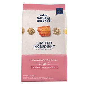 natural balance limited ingredient adult dry dog food with healthy grains, salmon & brown rice recipe, 12 pound (pack of 1)