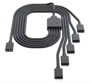 cooler master 1-to-5 argb splitter cable / 5v - support 3-pin addressable rgb - led sync cable for masterfan/masterliquid argb series support(argb 1-to-5 splitter)