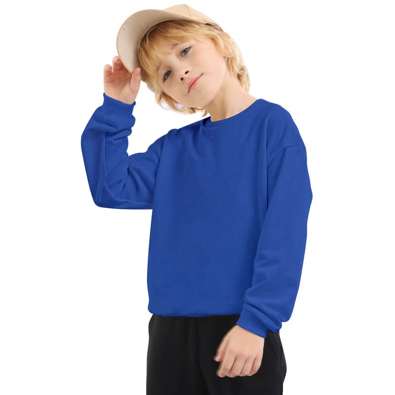 JIAHONG Kids Crewneck Sweatshirts Fleece Soft Sweatshirt Long Sleeve Pullover Winter Boys or Girls 3-12 Years Blue L