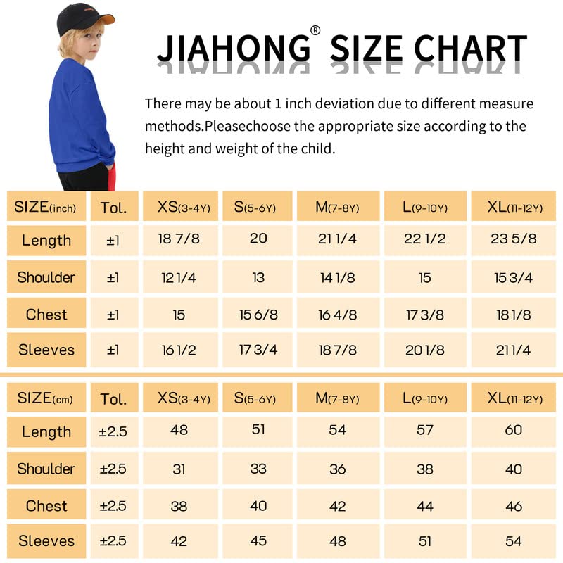 JIAHONG Kids Crewneck Sweatshirts Fleece Soft Sweatshirt Long Sleeve Pullover Winter Boys or Girls 3-12 Years Blue L