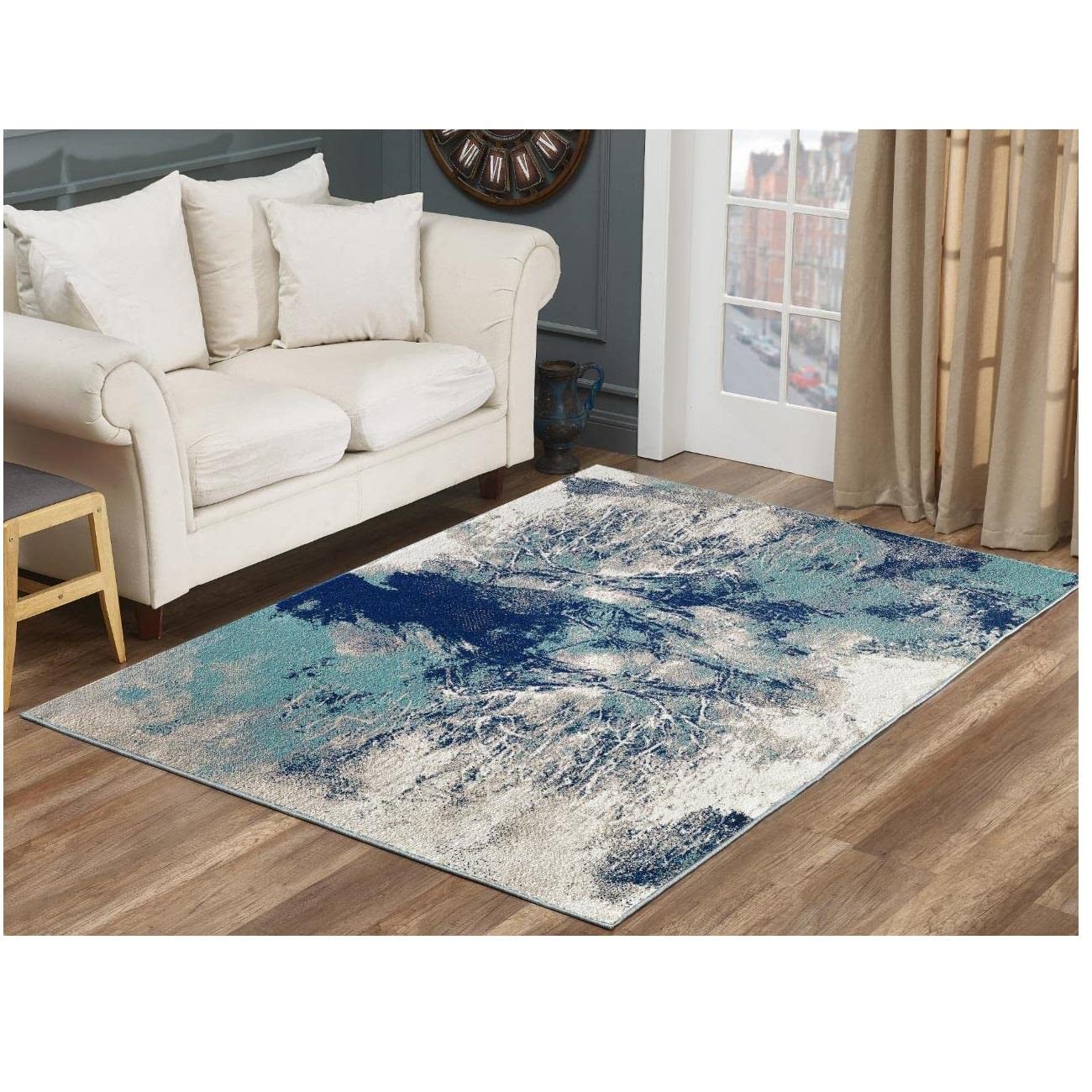 LUXE WEAVERS Abstract Color Splash Modern Blue 5x7 Area Rug