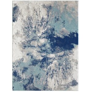 LUXE WEAVERS Abstract Color Splash Modern Blue 5x7 Area Rug