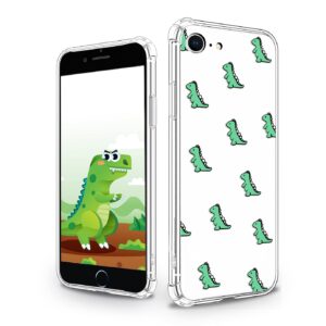 yespure clear case for iphone se 2&3/dinosaur designed for iphone 7 case/iphone 8 cute case with soft tpu anti-yellow anti-scratch shockproof protective phone case 4.7 inch - green dinosaur