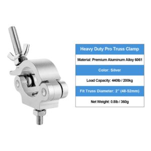 2 Inch Truss Clamp Stage Lights Clamp, 4PCS Eyeshot Heavy Duty 440lb Premium Stage Lighting Clamp, Perfectly Fit OD 48-52mm of Tube/Pipe, Pro Truss O Clamp for Moving Head Par Led lighting Fixtures