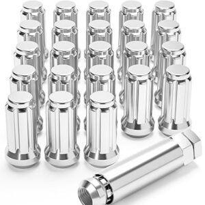 M14x1.5 Spline Lug Nuts with Cone Seat, Chrome Plated Wheel Lug Nuts Compatible with Chevrolet Silverado Suburban 1500 Ford Expedition F-150 Ram 1500& More, Set of 24