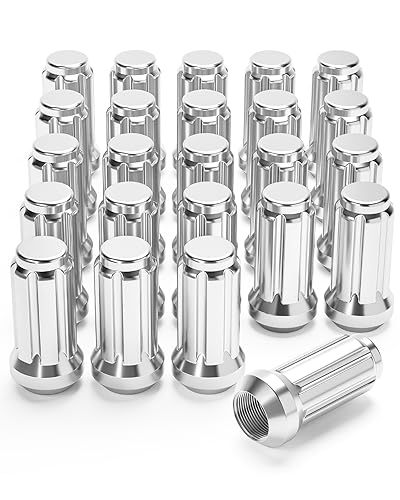 M14x1.5 Spline Lug Nuts with Cone Seat, Chrome Plated Wheel Lug Nuts Compatible with Chevrolet Silverado Suburban 1500 Ford Expedition F-150 Ram 1500& More, Set of 24