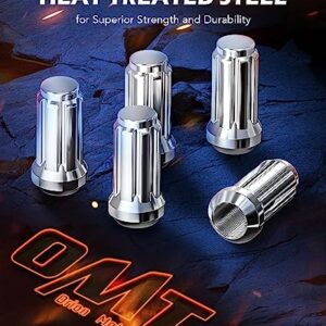 M14x1.5 Spline Lug Nuts with Cone Seat, Chrome Plated Wheel Lug Nuts Compatible with Chevrolet Silverado Suburban 1500 Ford Expedition F-150 Ram 1500& More, Set of 24