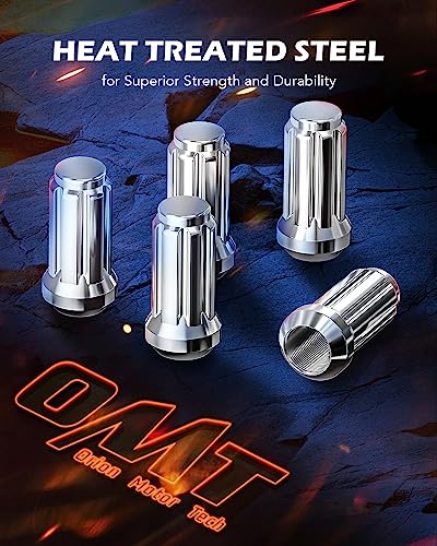 M14x1.5 Spline Lug Nuts with Cone Seat, Chrome Plated Wheel Lug Nuts Compatible with Chevrolet Silverado Suburban 1500 Ford Expedition F-150 Ram 1500& More, Set of 24