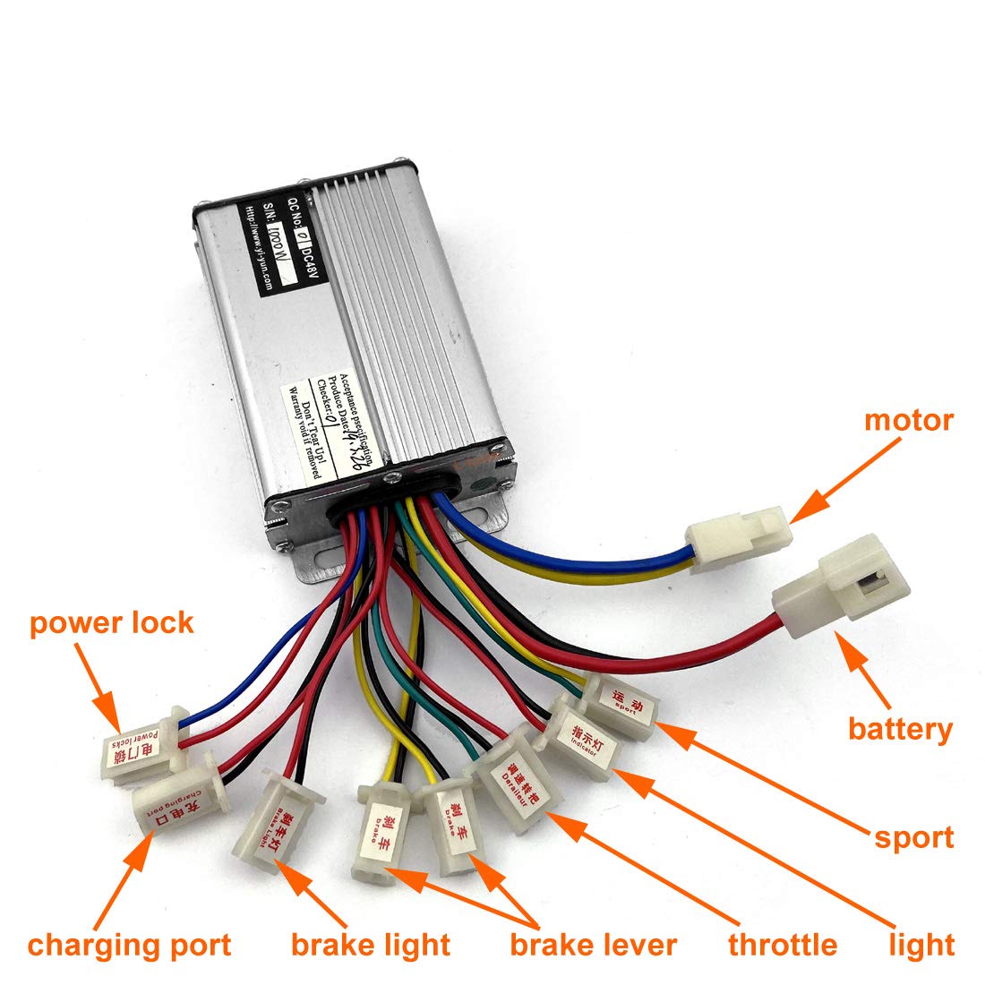 L-faster 36V 48V 1000W Controller for Brushed DC Motor Scooter Controller with 30A Fusible Circuit Breaker (36V)