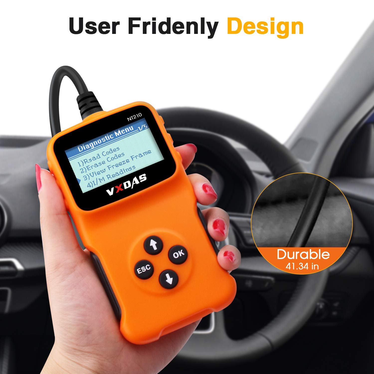 OBD2 Scanner, OBD2 Reader, OBD II Scanner, Fix Car Diagnostic Tool, Code Reader for Cars and Trucks, Classic Enhanced Universal Engine Fault Car Diagnostic Scan Tool of All CAN Fault Car After 1996