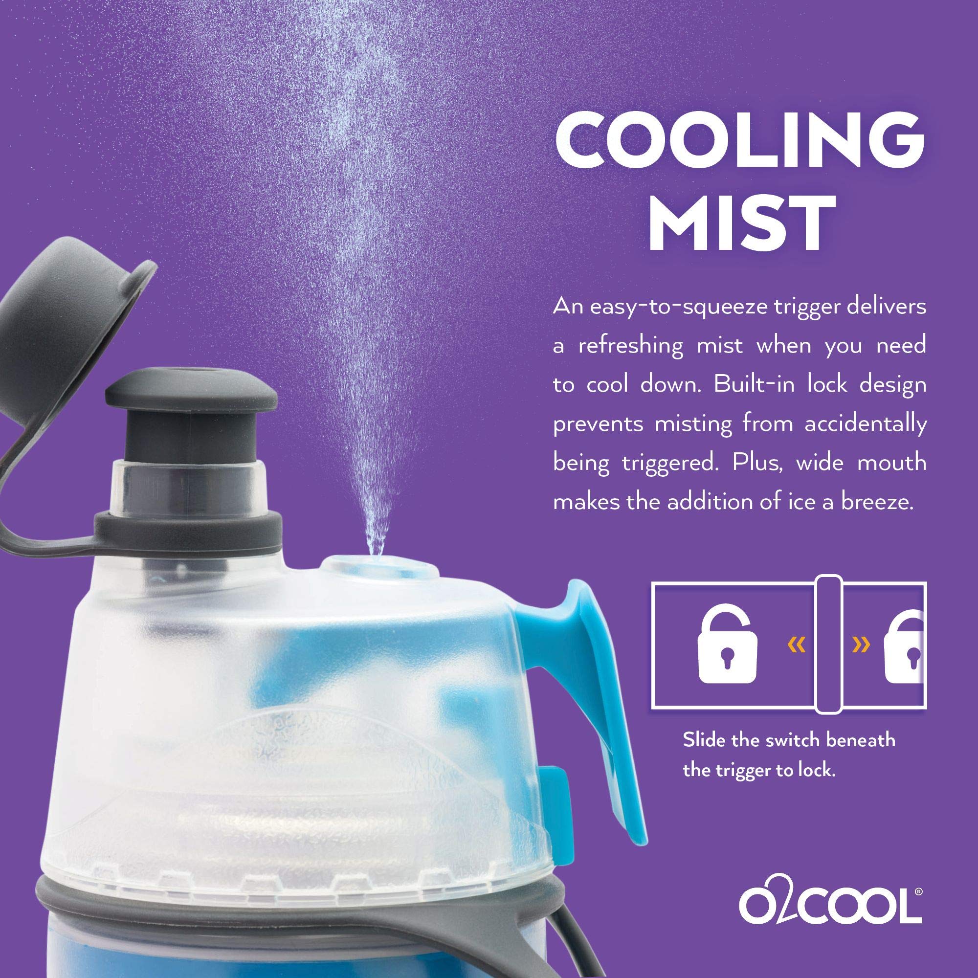 O2COOL Mist 'N Sip Kids Misting Water Bottle 2-in-1 Mist And Sip Function With No Leak Pull Top Spout 12oz (Sharks)