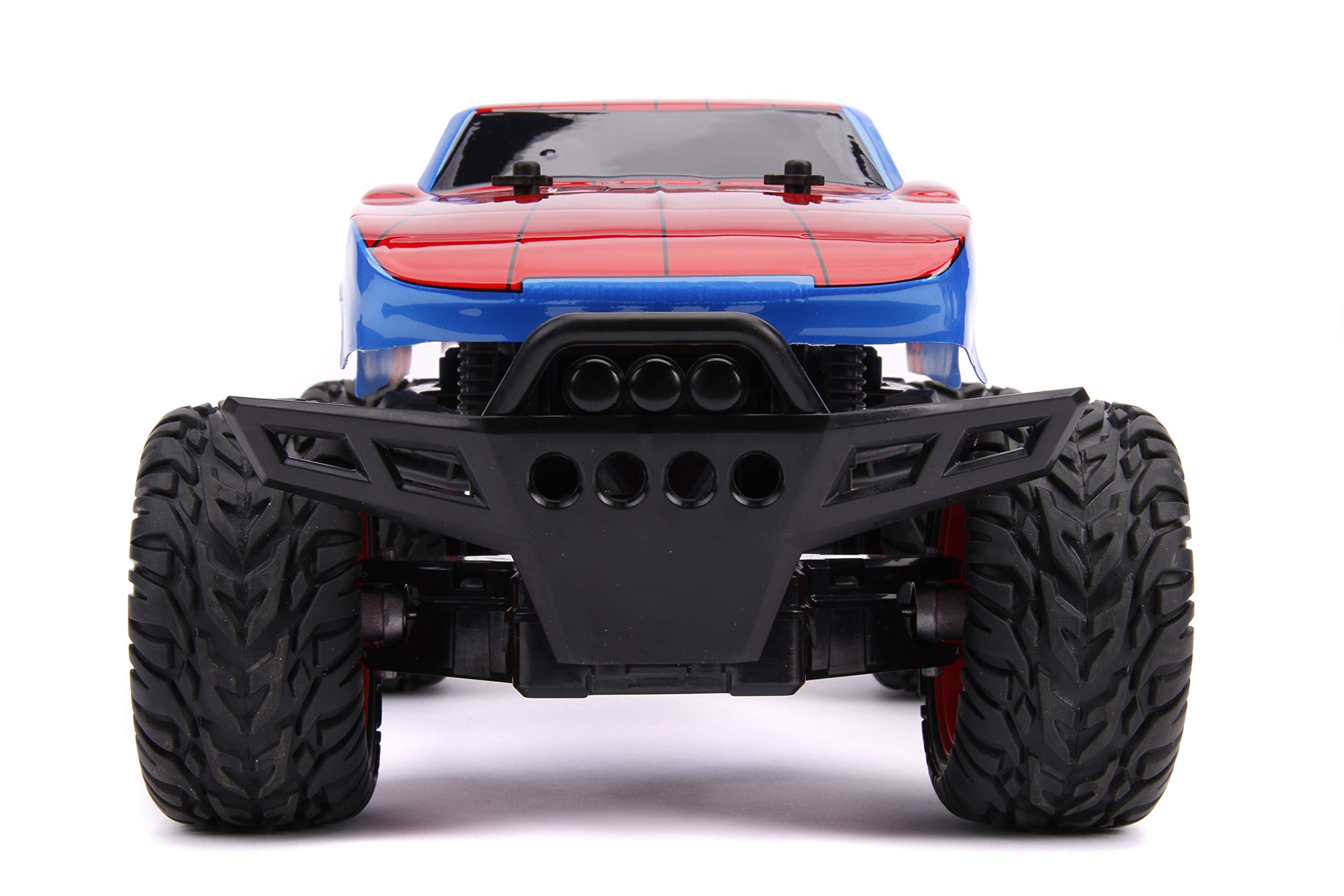 Jada Toys Marvel Spider-Man Dodge Charger Daytona 4x4 Elite R/C with Turbo Boost USB Charging and Batteries Included (30761), Blue, Red