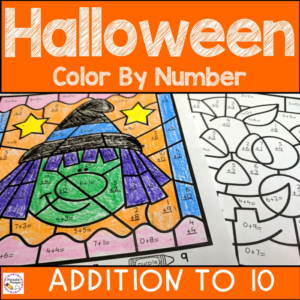 halloween color by number addition to 10