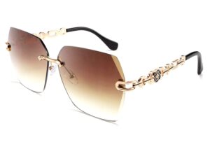 feisedy classic rimless sunglasses women metal frame diamond cutting lens sun glasses b2567