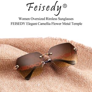 FEISEDY Classic Rimless Sunglasses Women Metal Frame Diamond Cutting Lens Sun Glasses B2567