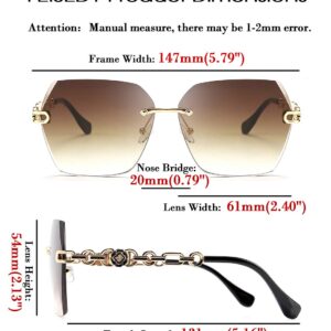 FEISEDY Classic Rimless Sunglasses Women Metal Frame Diamond Cutting Lens Sun Glasses B2567