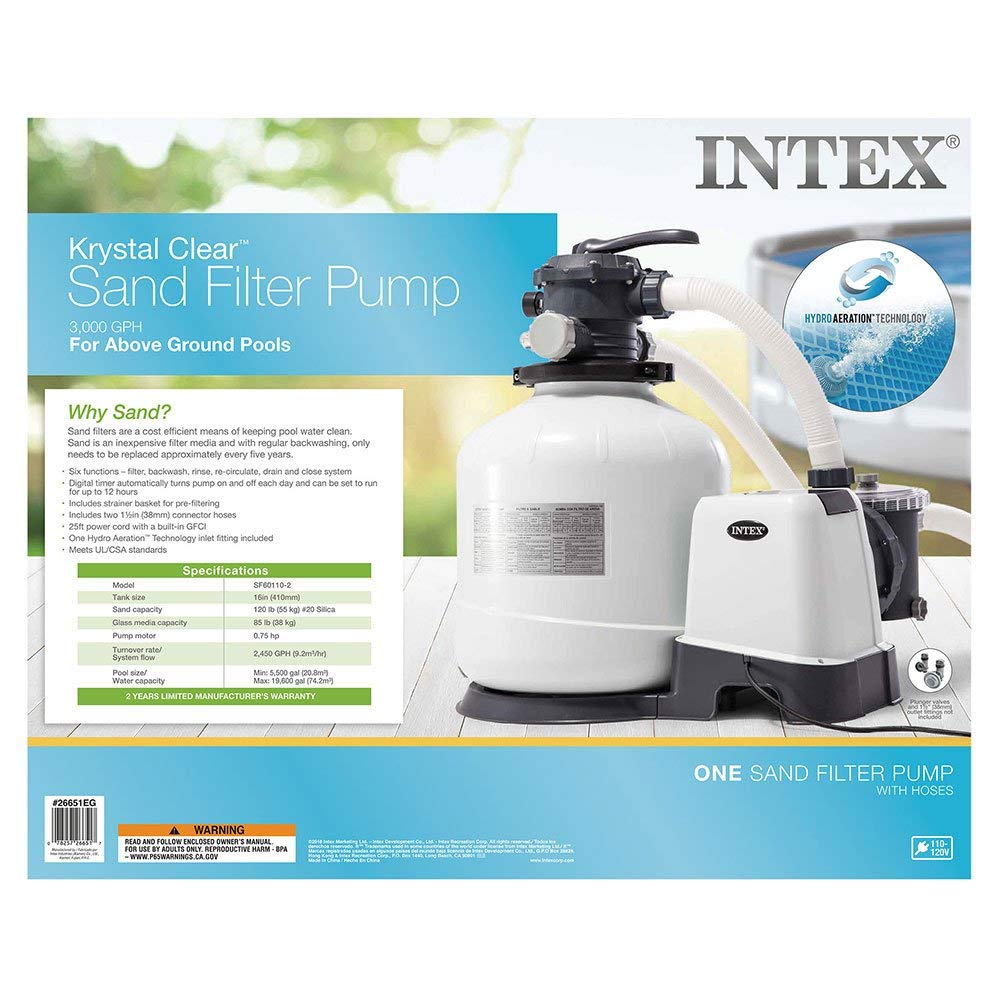 Intex Pool Sand Filter Pump w/ Automatic Timer & Replacement Hose Adapter