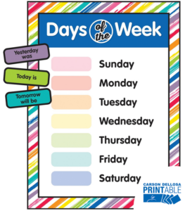 schoolgirl style | just teach days of the week bulletin board set | printable