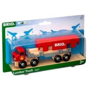 BRIO World 33657 - Lumber Truck - 6 Piece Wooden Toy Train for Kids Ages 3 and Up, Grey