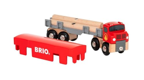 BRIO World 33657 - Lumber Truck - 6 Piece Wooden Toy Train for Kids Ages 3 and Up, Grey