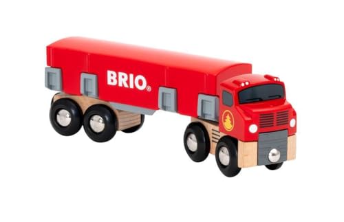 BRIO World 33657 - Lumber Truck - 6 Piece Wooden Toy Train for Kids Ages 3 and Up, Grey