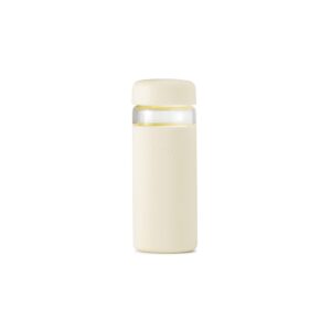 W&P Porter Glass Wide Mouth Bottle w/ Protective Silicone Sleeve | Cream 16 Ounces | On-the-Go |Reusable Bottle | Portable and Lightweight | Dishwasher Safe