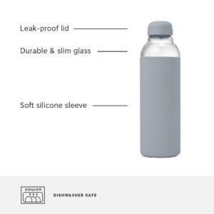 W&P Porter Glass Water Bottle w/ Protective Silicone Sleeve | Terazzo Cream 20 Ounces | On-the-Go | Reusable Bottle for Coffee, Tea and Water | Portable