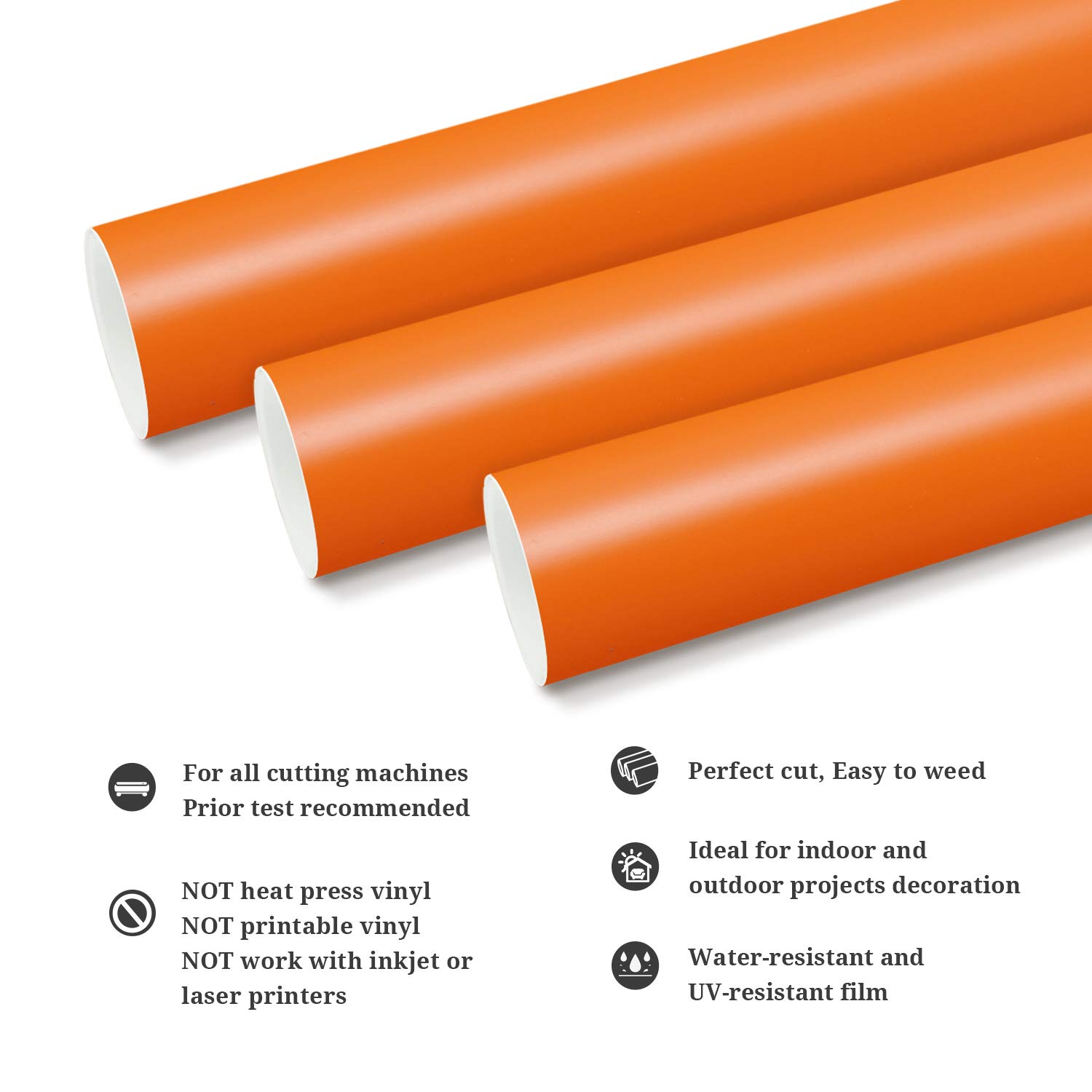 TECKWRAP Permanent Adhesive Vinyl 12" x 10ft, Matte Orange