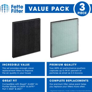 Fette Filter - Air Purifier Replacement Filter Set Compatible with Bissell Air400 Air Purifier Model #'s 2479 & 24791 Compare to Part # 2520 and 2521. Combo Pack (1Hepa Filter & 1 Carbon Filter)