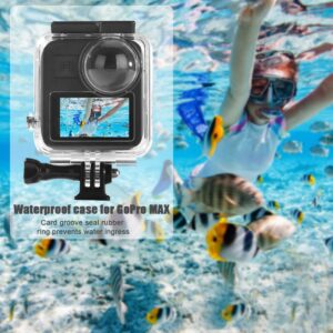 Waterproof Housing Case for GoPro Max, 45M/ 148FT Underwater Protective Diving Case Shell with Quick Release Mount Accessories for Go Pro Max Action Camere (Gopro Max housing)