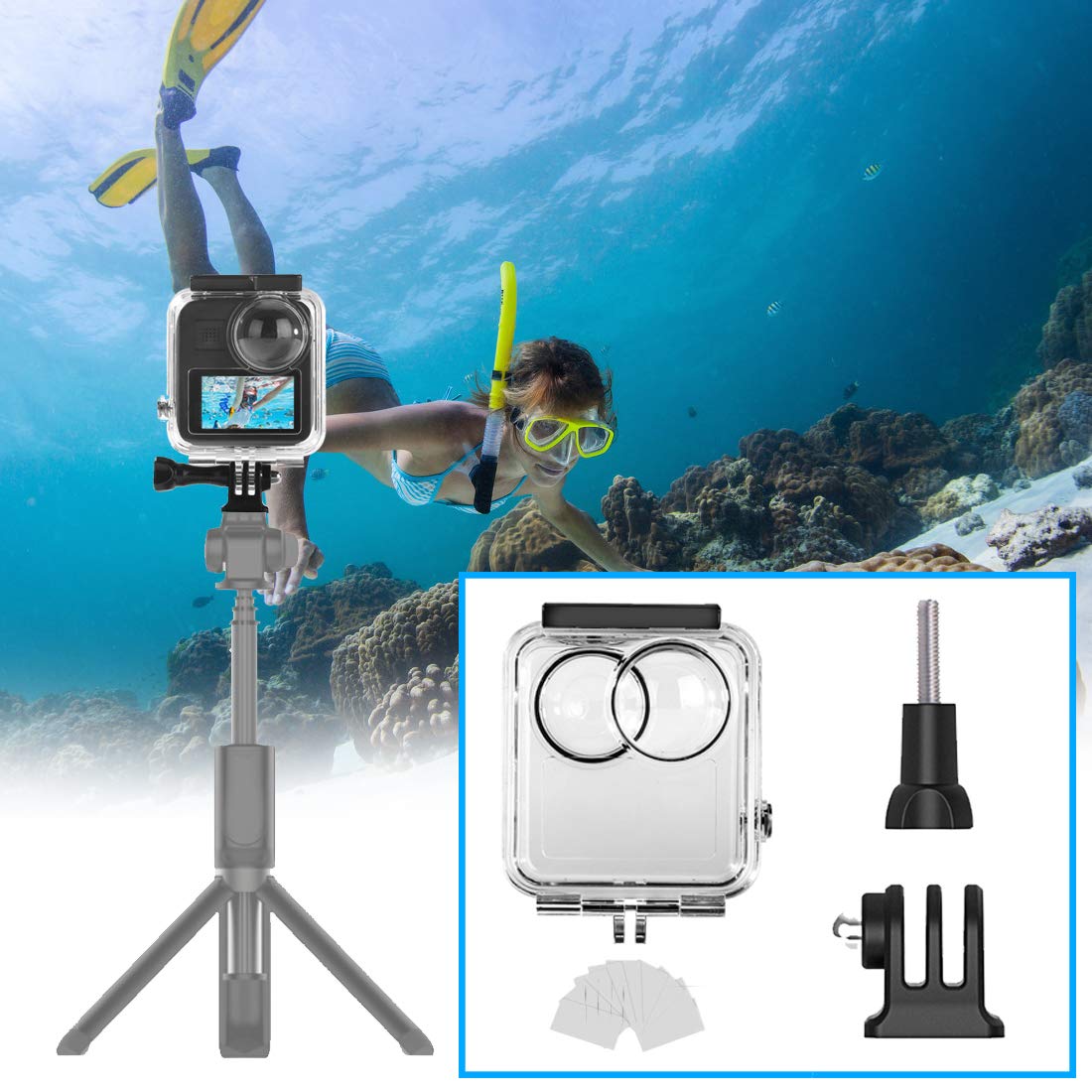 Waterproof Housing Case for GoPro Max, 45M/ 148FT Underwater Protective Diving Case Shell with Quick Release Mount Accessories for Go Pro Max Action Camere (Gopro Max housing)