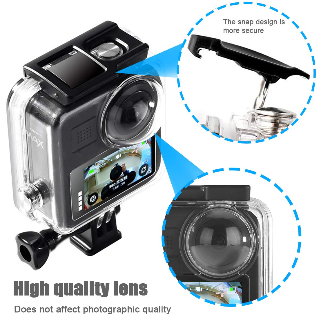 Waterproof Housing Case for GoPro Max, 45M/ 148FT Underwater Protective Diving Case Shell with Quick Release Mount Accessories for Go Pro Max Action Camere (Gopro Max housing)