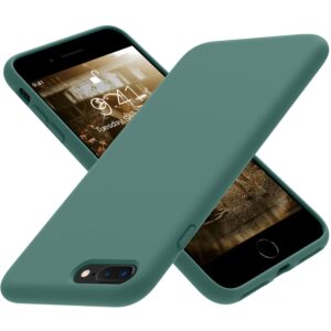 otofly iphone 8 plus case,iphone 7 plus case, [silky and soft touch series] premium soft silicone rubber full-body protective bumper case compatible with iphone 7/8 plus (pine green)