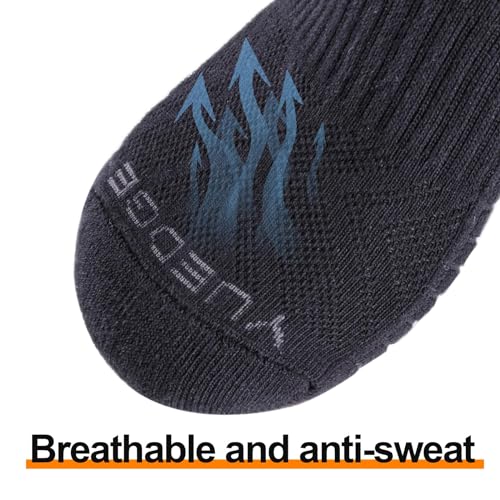 YUEDGE Men's Grey Performance Training Athletic Socks Moisture Wicking Cotton Cushioned Crew Socks for Men 10-13, 5 Pairs/PacK