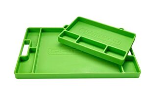 gripty (duo-pack) | premium silicone tool tray | flexible | multi purpose mat | portable tool box organizer | no magnets | easy clean up | (original green)