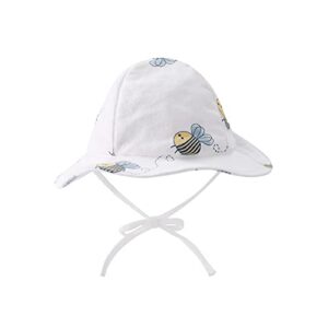 pureborn unisex baby cotton sun hat wide brims with straps bucket hat cartoon bees 3-6 months