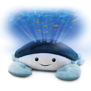 zazu cody the crab nightlight - led projector | ocean theme with moving fishes | waves & soothing melodies | battery-operated portable baby soother | 3 steps sleep program | 5 sounds | cry sensor