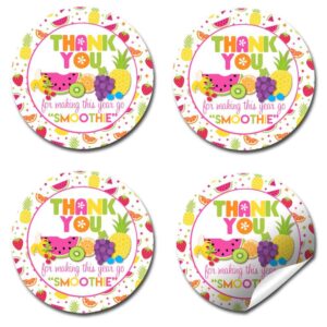 Tutti Fruitti Smoothie Fruit Themed Teacher Appreciation Thank You Sticker Labels, 40 2" Party Circle Stickers by AmandaCreation, Great for Envelope Seals & Gift Bags