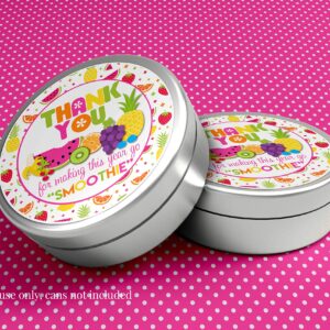 Tutti Fruitti Smoothie Fruit Themed Teacher Appreciation Thank You Sticker Labels, 40 2" Party Circle Stickers by AmandaCreation, Great for Envelope Seals & Gift Bags