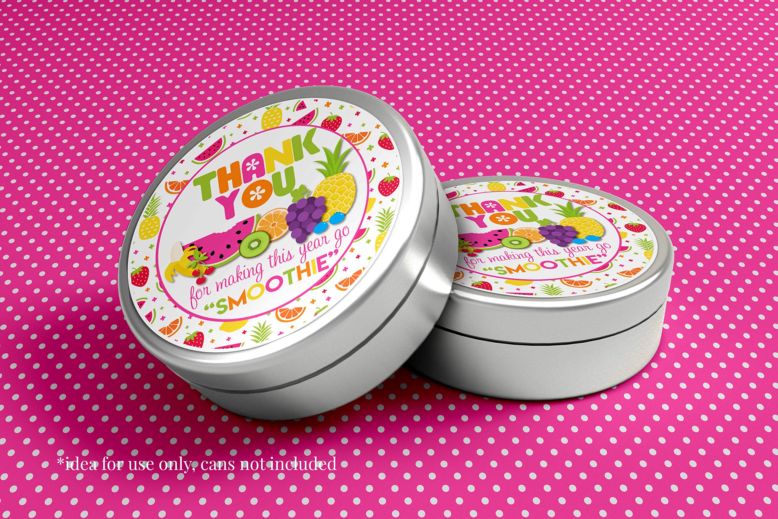 Tutti Fruitti Smoothie Fruit Themed Teacher Appreciation Thank You Sticker Labels, 40 2" Party Circle Stickers by AmandaCreation, Great for Envelope Seals & Gift Bags