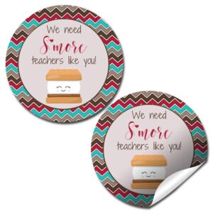 s’more teachers like you teacher appreciation thank you sticker labels, 40 2" party circle stickers by amandacreation, great for envelope seals & gift bags