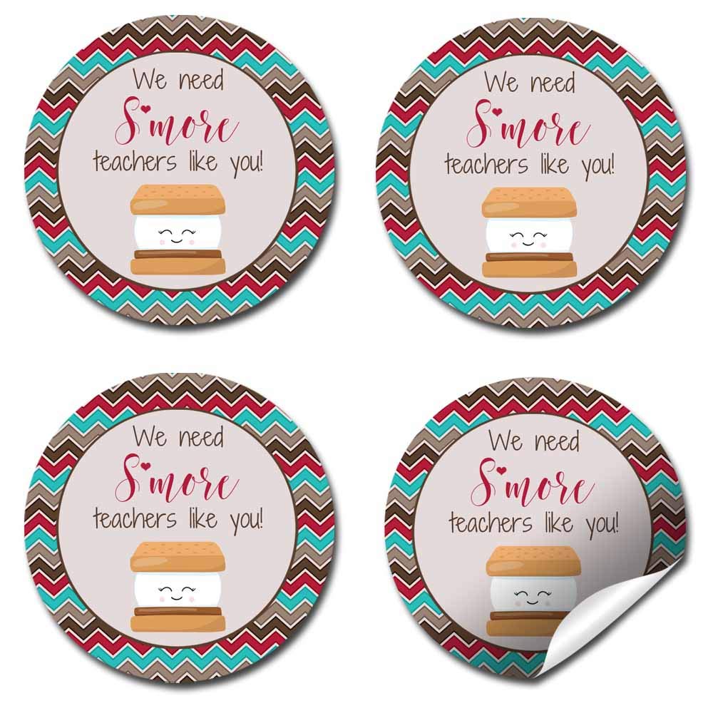 S’More Teachers Like You Teacher Appreciation Thank You Sticker Labels, 40 2" Party Circle Stickers by AmandaCreation, Great for Envelope Seals & Gift Bags