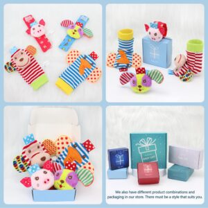 Soft Baby Rattle Toys Foot Finder Socks Wrists Rattles, Ankle Leg Hand Arm Bracelet Activity Rattle, Present Gift for Newborn Infant Babies Boy Girl Bebe 4pcs