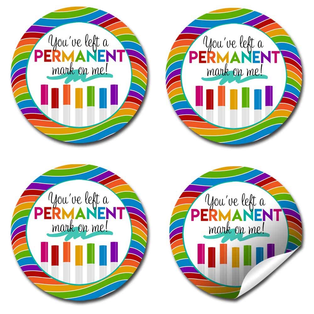 Left A Permanent Mark Art Themed Teacher Appreciation Thank You Sticker Labels, 40 2" Party Circle Stickers by AmandaCreation, Great for Envelope Seals & Gift Bags