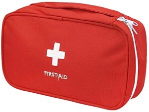 first aid bag - first aid kit bag empty for home outdoor travel camping hiking, mini empty medical storage bag portable pouch (red)