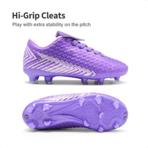 DREAM PAIRS Girls Mega-2k Soccer Cleats Football Shoes Light Purple Pink Size 13 Little Kid