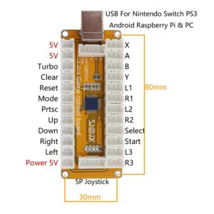 SJ@JX Arcade Game USB Encoder Zero Delay 2 Player Gamepad LED Button Joystick Controller for Nintendo Switch PC PS3 Retropie Raspberry Pi MAME