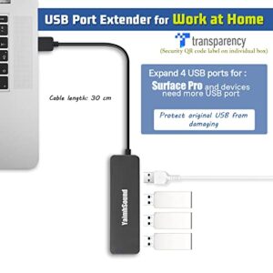 4-Port USB Hub 3.0, T-Sound USB Splitter for Laptop, Ps4 Keyboard and Mouse Adapter for Dell, Asus, HP, MacBook Air, Surface Pro, Acer, Xbox, Flash Drive, Mobile HD, Console, Printer, Camera …