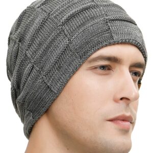 Vgogfly Slouchy Beanie for Men Winter Hats for Guys Cool Beanies Mens Lined Knit Warm Thick Skully Stocking Binie Hat